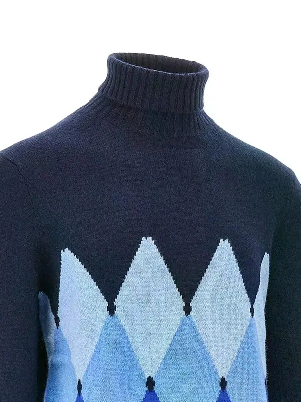 BALLANTYNE Argyle Cashmere Roll Neck Sweater