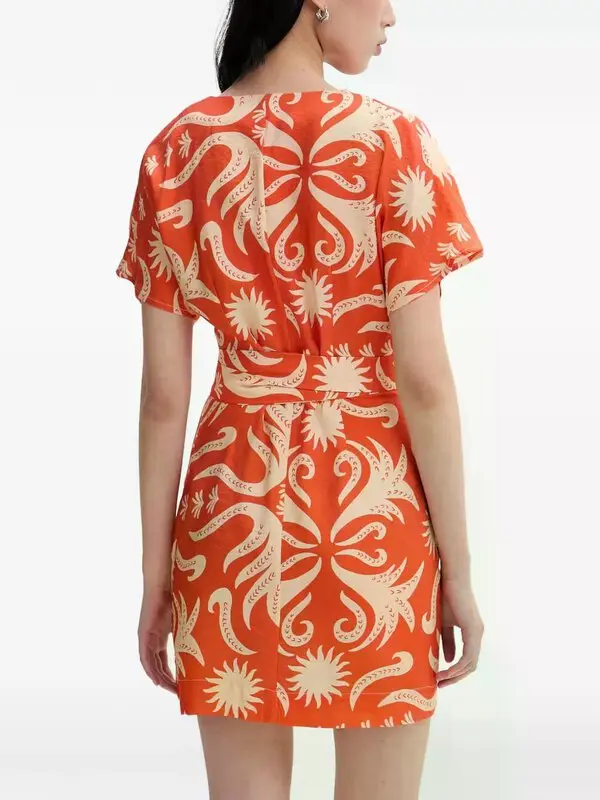 NEVER FULLY DRESSED Abstract Print Wrap Mini Dress