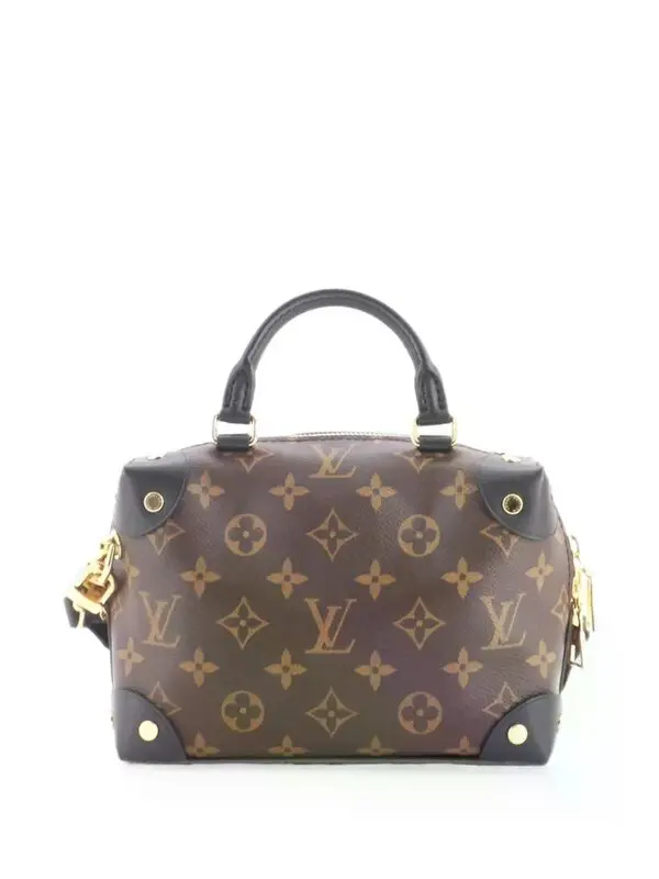 LOUIS VUITTON Monogram Canvas Petite Malle Souple Handbag With Leather Shoulder Bag - Brown