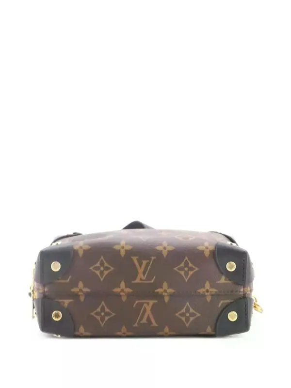 LOUIS VUITTON Monogram Canvas Petite Malle Souple Handbag With Leather Shoulder Bag - Brown