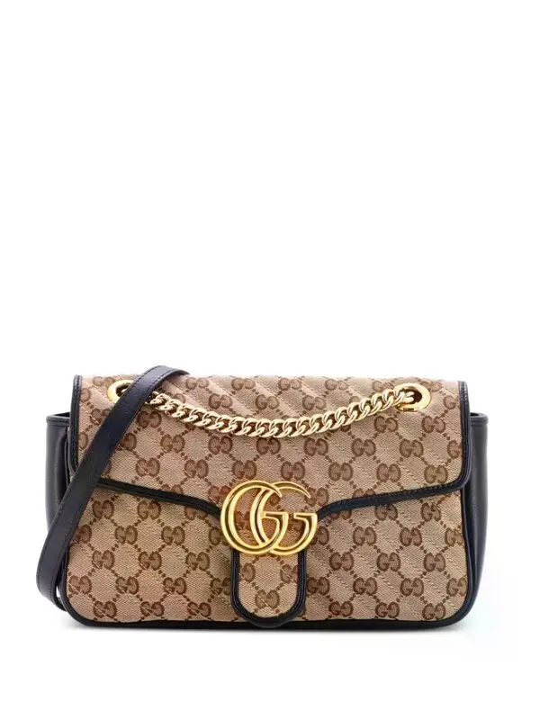 Gucci Gg Marmont Flap Bag Diagonal Quilted Gg Canvas Shoulder Bag