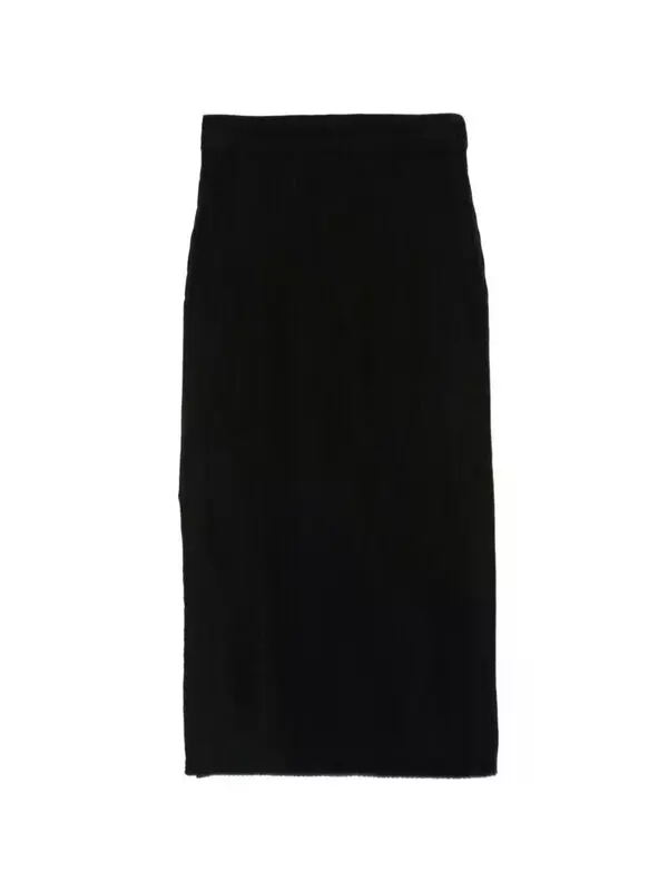 ALLUDE Ribbed-knit Midi Skirt - Black