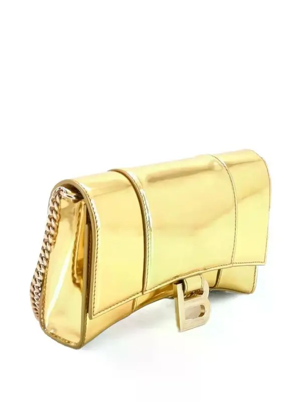 Balenciaga Hourglass Chain Wallet Leather Crossbody Bag - Gold
