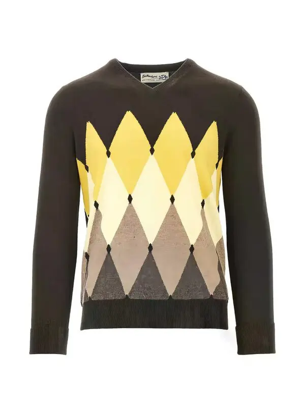 BALLANTYNE Argyle-intarsia Cashmere Sweater - Brown