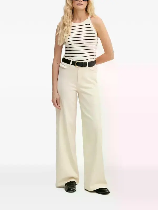 MOS MOSH Mmimanja Caliz Striped Ribbed-knit Top - White