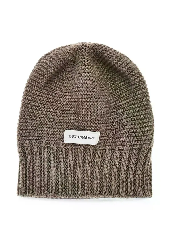 Emporio Armani Logo-patch Chunky-knit Beanie Hat