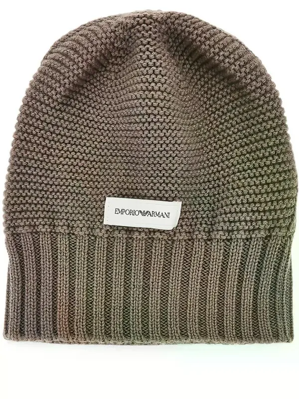 Emporio Armani Logo-patch Chunky-knit Beanie Hat
