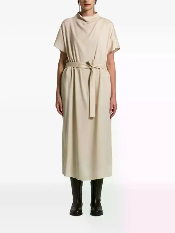 Peserico Belted High-neck Midi Dress