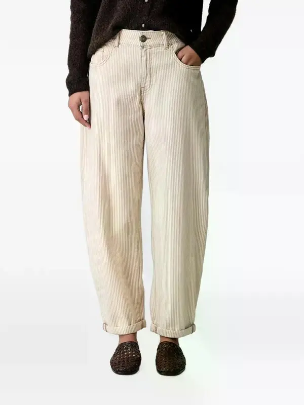 MOS MOSH Mmhellen Stripe-pattern Wide-leg Trousers - Neutrals