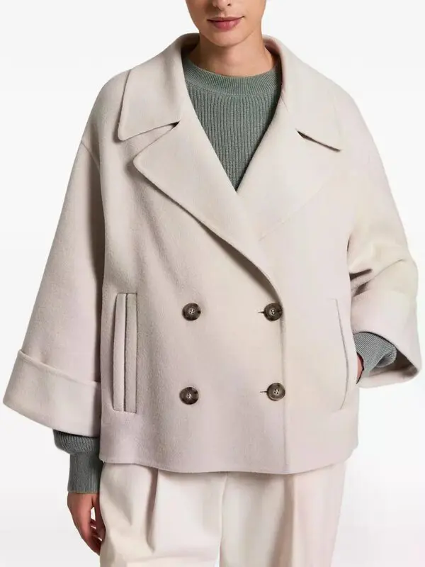 Peserico Double-breasted Cropped Cape With Notched Lapels