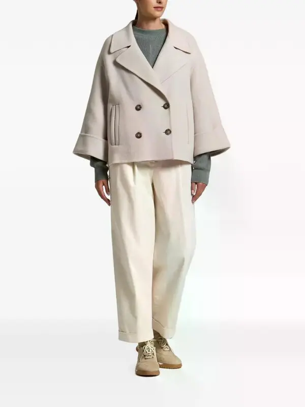 Peserico Double-breasted Cropped Cape With Notched Lapels