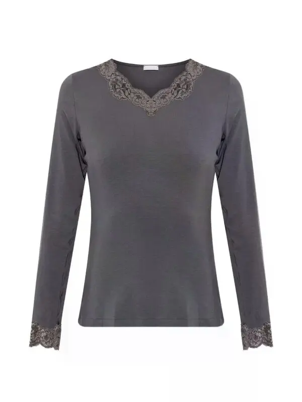 Hanro Dana Lace-trim Top - Grey