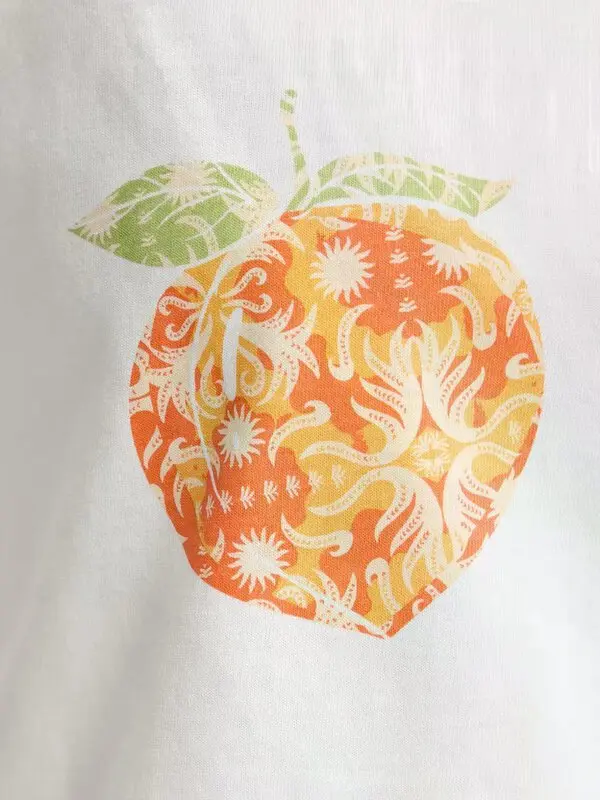 NEVER FULLY DRESSED Peach-print Cotton T-shirt