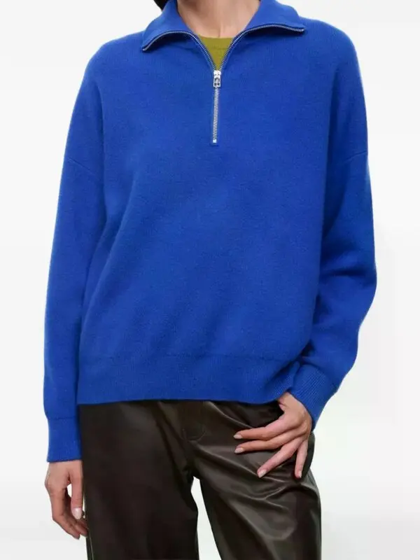 Staud Hudson Quarter-zip Cashmere Sweater - Blue