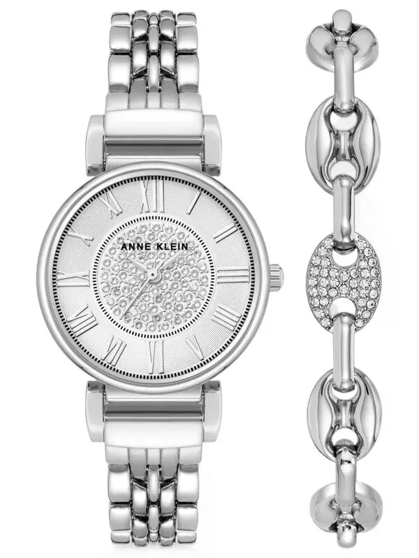Anne Klein Classic Crystal 34mm Watch - Silver