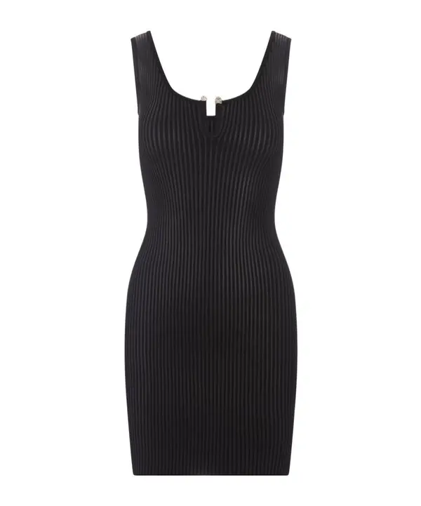Philipp Plein Ribbed Knit Mini Dress With Skull Detail - Black