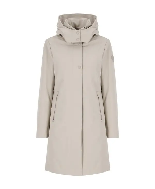 Woolrich Logo Patch Hooded Parka - Nude