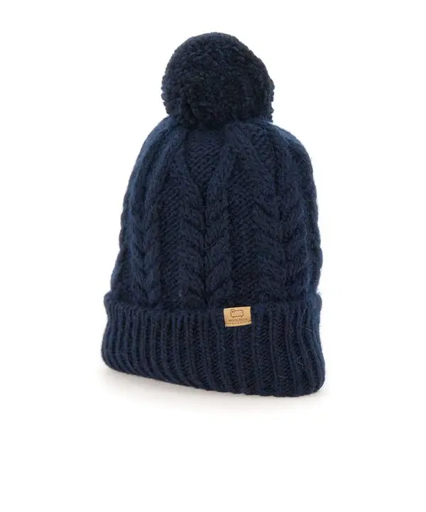 Woolrich Pompom Detailed Knit Beanie - Black