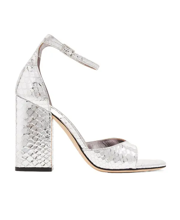 Paris Texas Fiona 100mm Metallic-finish Sandals - White