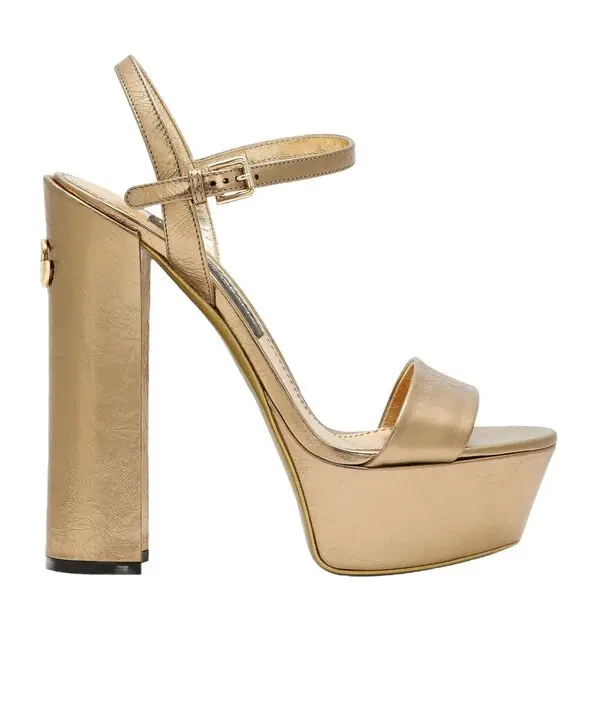 Dolce & Gabbana 105mm Logo-plaque Leather Sandals - Nude