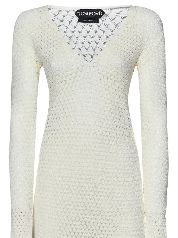 TOM FORD V-neck Pointelle-knit Maxi Dress