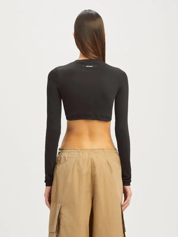 Palm Angels Crewneck Long-sleeved Cropped Top