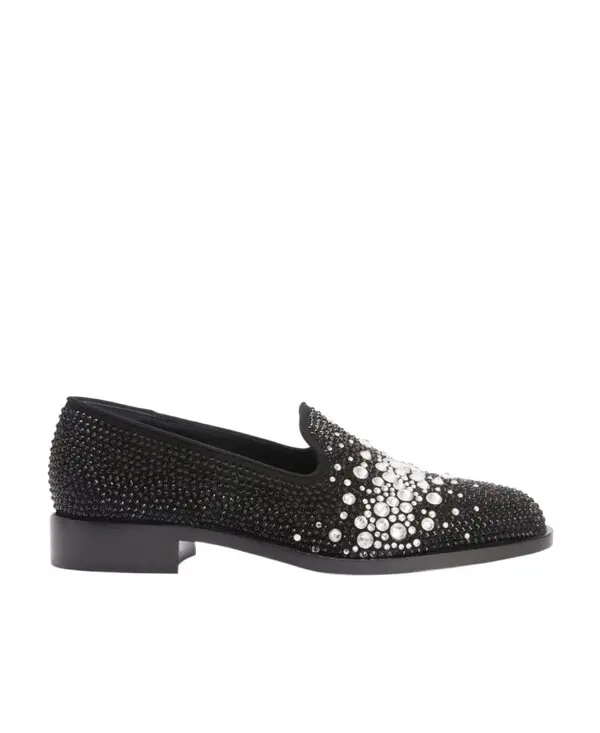 GIUSEPPE ZANOTTI Matildha Embellished Flat Loafers - Black
