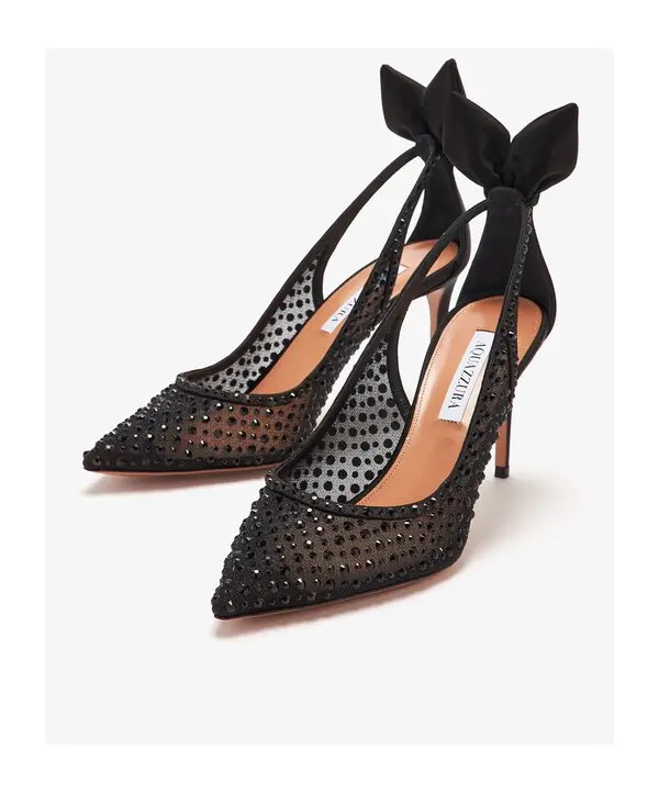 AQUAZZURA Pointed Toe Embellished Bow Detail High Heel Pumps