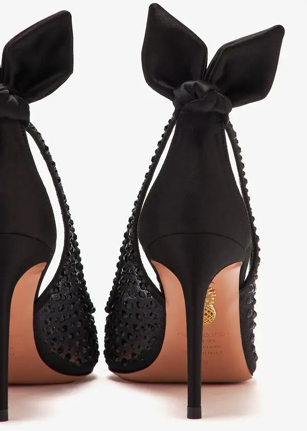 AQUAZZURA Pointed Toe Embellished Bow Detail High Heel Pumps