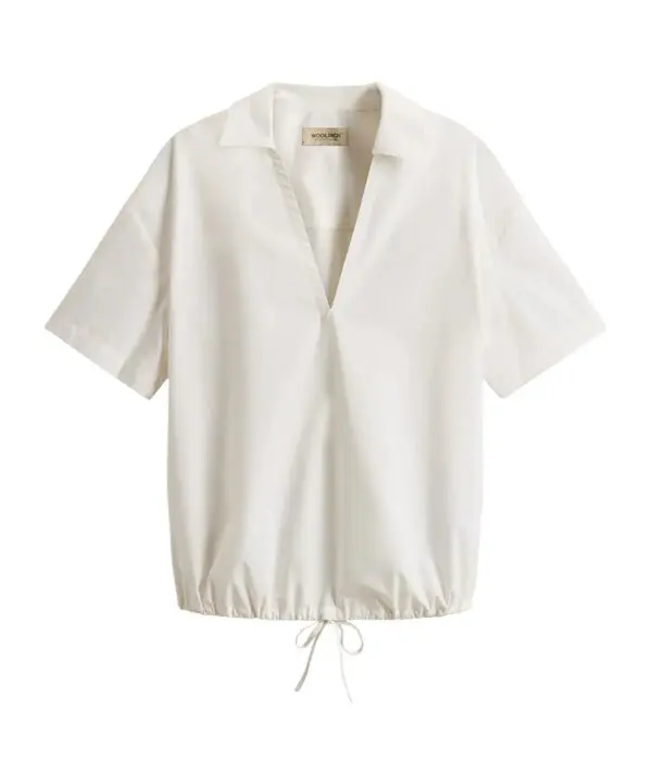 Woolrich Poplin Blouse With Lace Hem - White