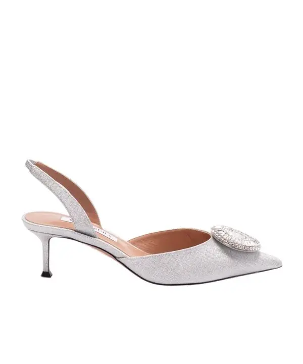 AQUAZZURA Embellished Slingback Pumps - Silver
