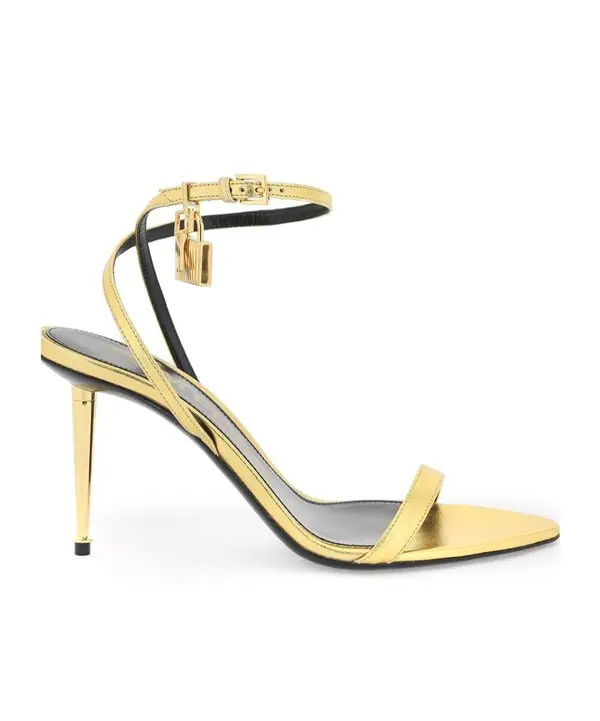 TOM FORD Padlock High Stiletto Heeled Sandals - Gold