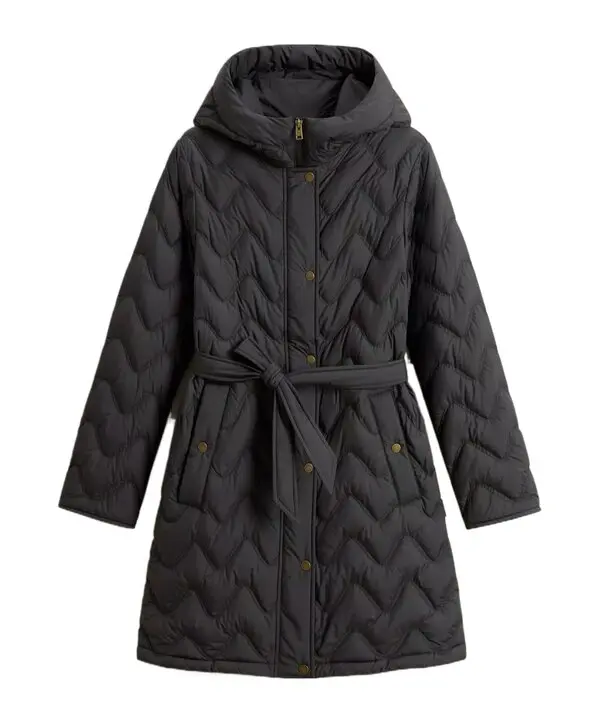 Woolrich Chevron-quilted Hooded Coat - Black