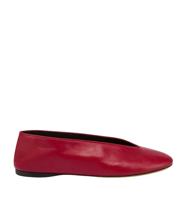 Moschino Leather Ballerina Shoes - Red