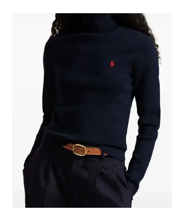 Polo Ralph Lauren Cropped Roll Neck Sweater With Embroidered Logo