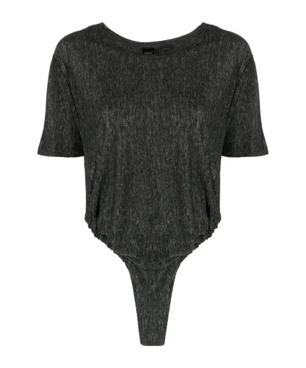 Pinko High-cut Linen Bodysuit - Black