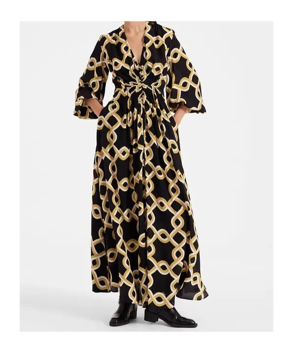 La DoubleJ Long Camerino Dress With Ruffled Embellishments