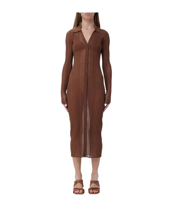 Pinko Ribbed Button-up Midi Dress