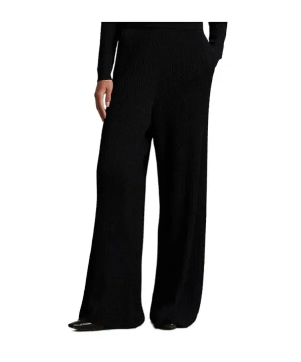Polo Ralph Lauren Cable-knit Wide-leg Trousers - Black