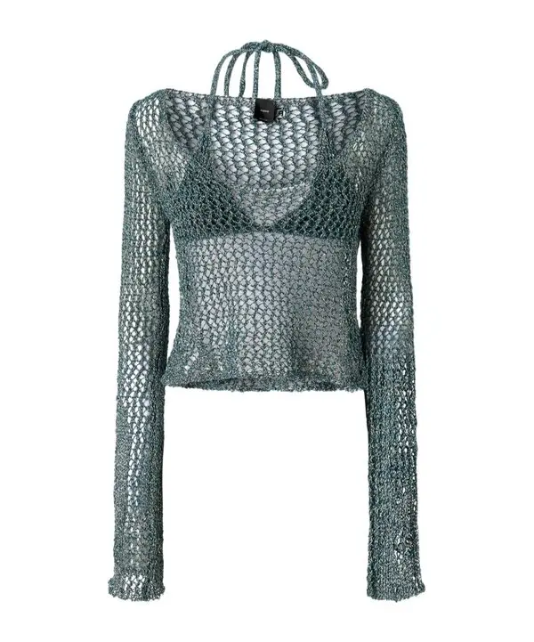 Pinko Halterneck Triangle-cup Knitted Top - Green