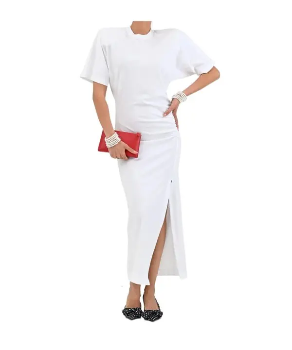 Pinko Shoulder-padded Side-split Maxi Dress - White