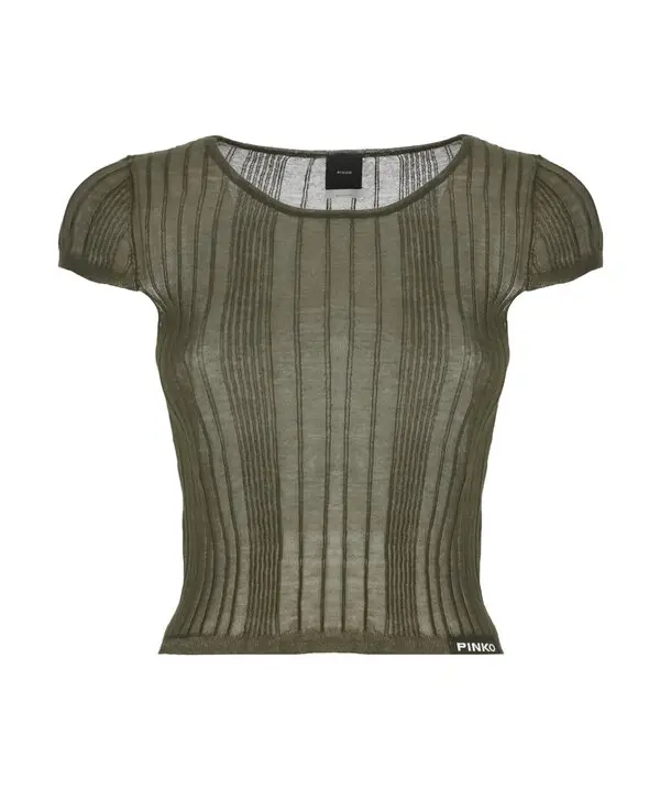 Pinko Semi-sheer Ribbed Top - Green