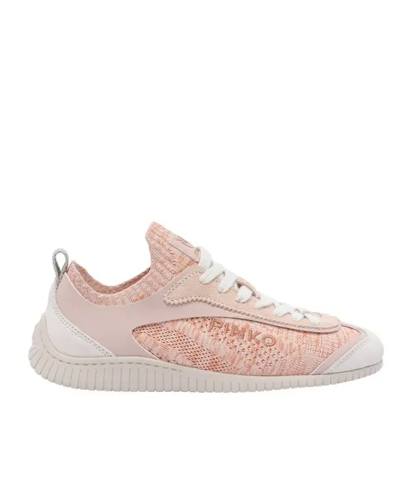 Pinko Logo Embroidered Lace-up Sneakers - Nude
