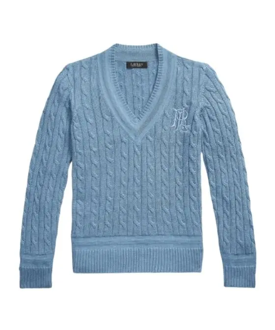 Polo Ralph Lauren Cable Knit V-neck Sweater - Blue