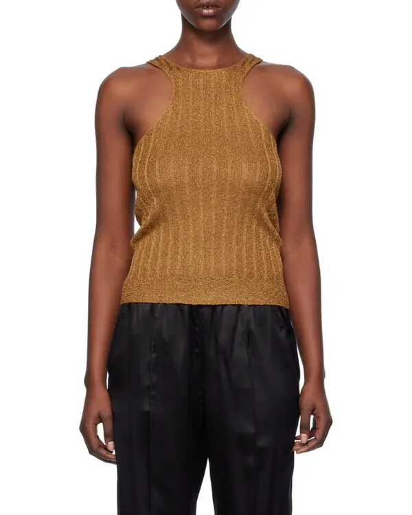 TOM FORD Metallic Crewneck Ribbed-knit Tank Top