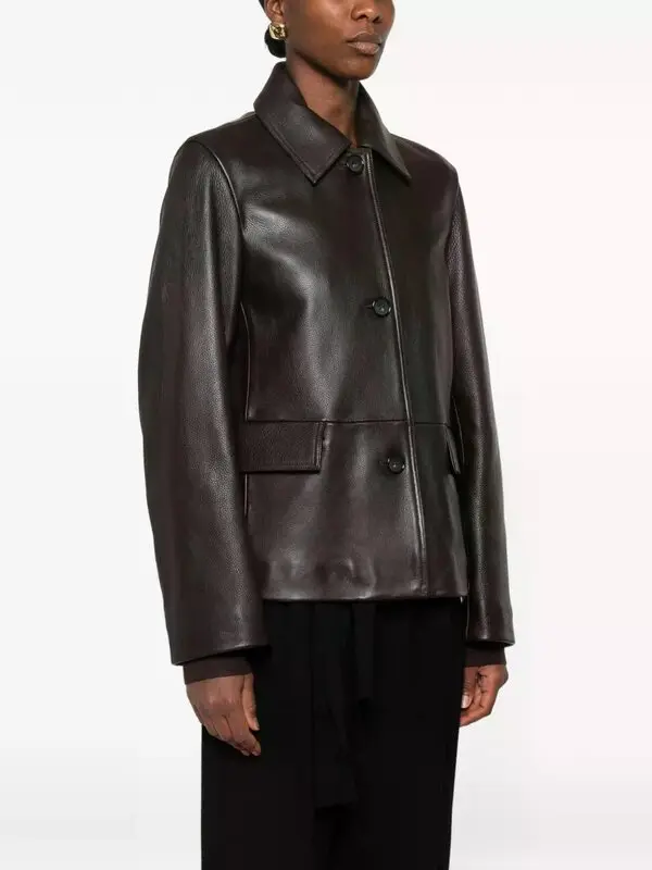 TOTEME Collared Grained-leather Jacket