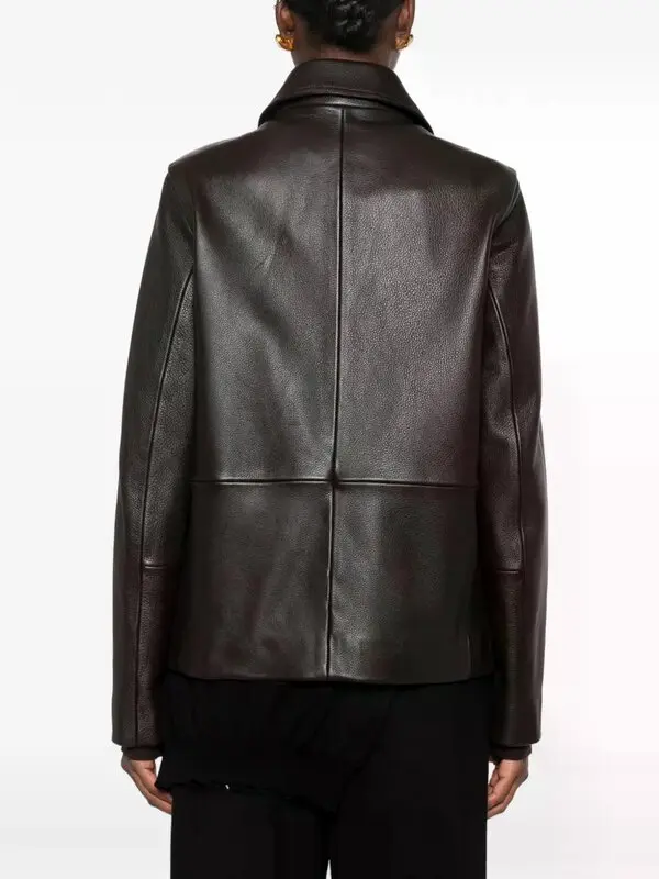TOTEME Collared Grained-leather Jacket