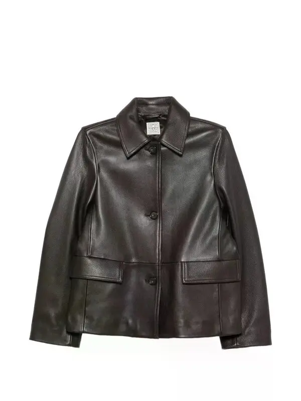 TOTEME Collared Grained-leather Jacket