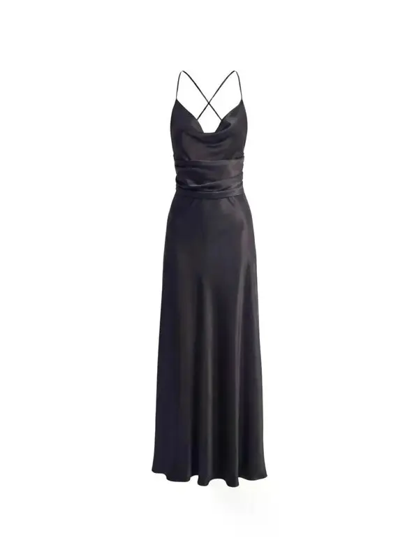 IRINA SCHROTTER Amber Cowl-neck Ruched Maxi Dress - Black