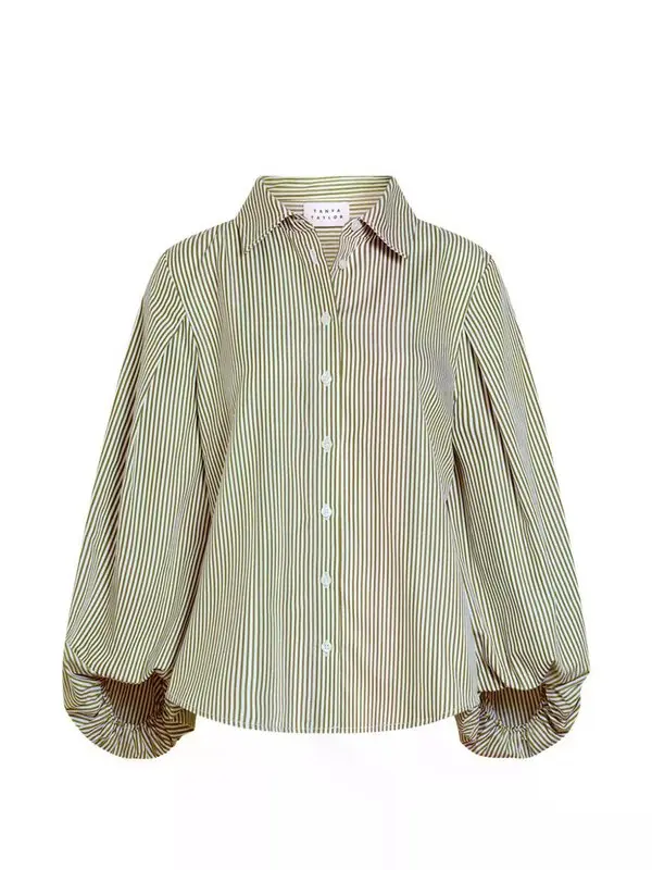 Tanya Taylor Marina Striped Puff-sleeve Shirt